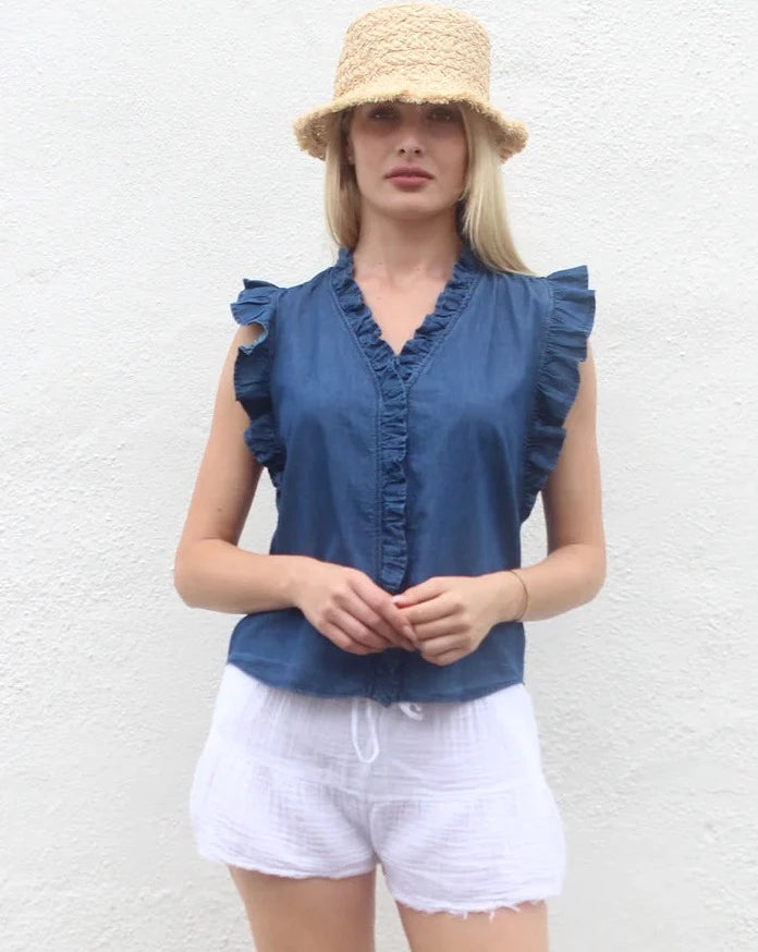 Denim Ruffly Shirt: Size M – Beestung Lingerie